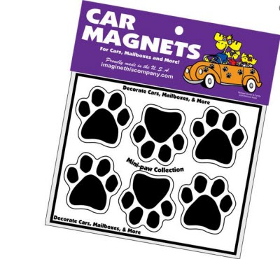 Mini Paws Car Magnets 6 Pk - Black | 10-1557